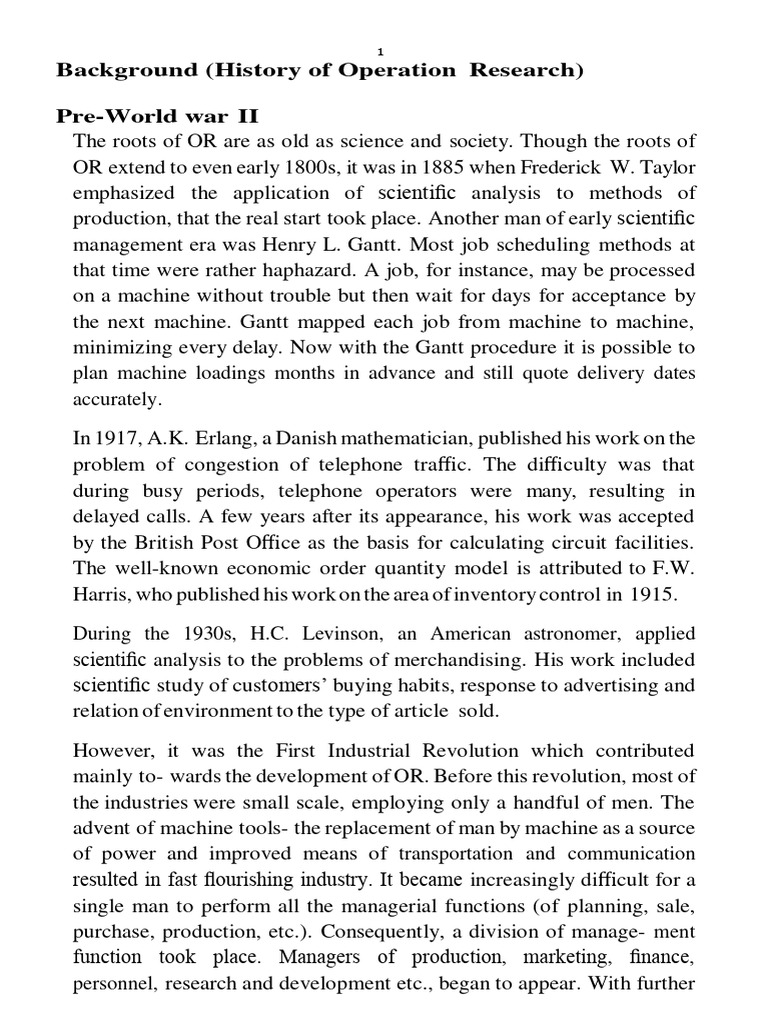 History and Nature of Operations Research | PDF | Operations Research ...