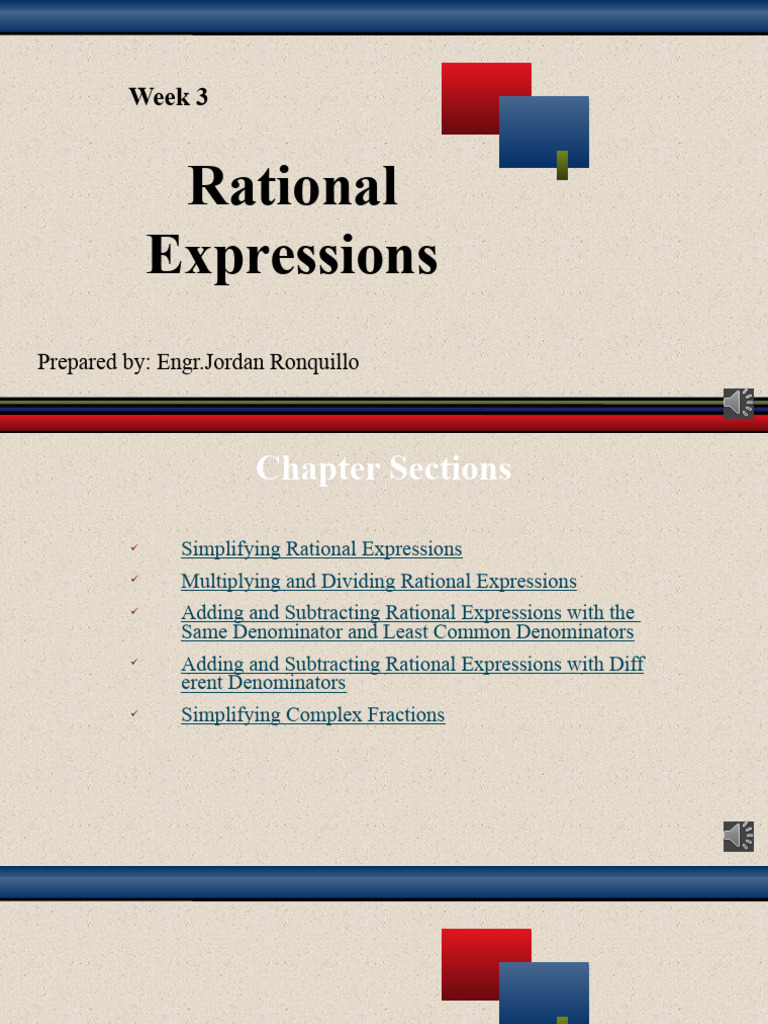 Week 3-Rational Expressions | PDF | Factorization | Rational Number