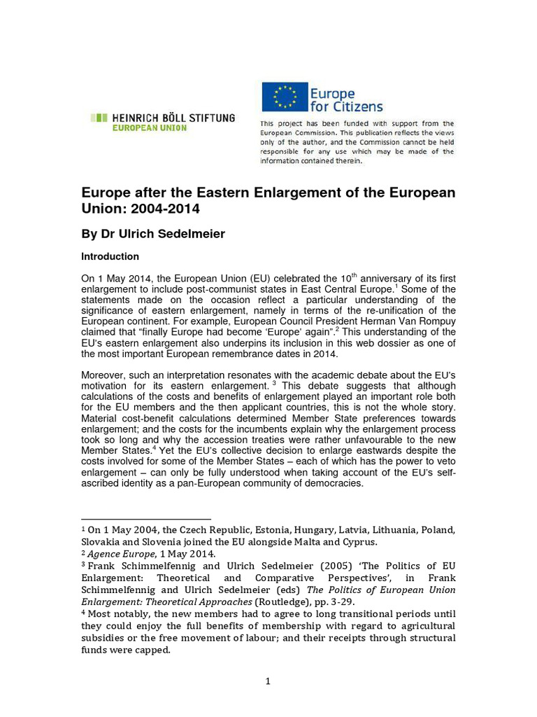 Eastern Enlargement | PDF | Enlargement Of The European Union ...
