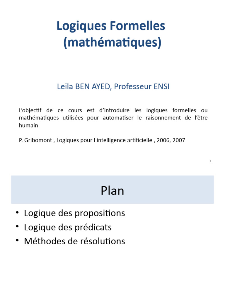 Chaptre 1. IA Logiques Formelles Et Systèmes Formels | PDF | Logique ...