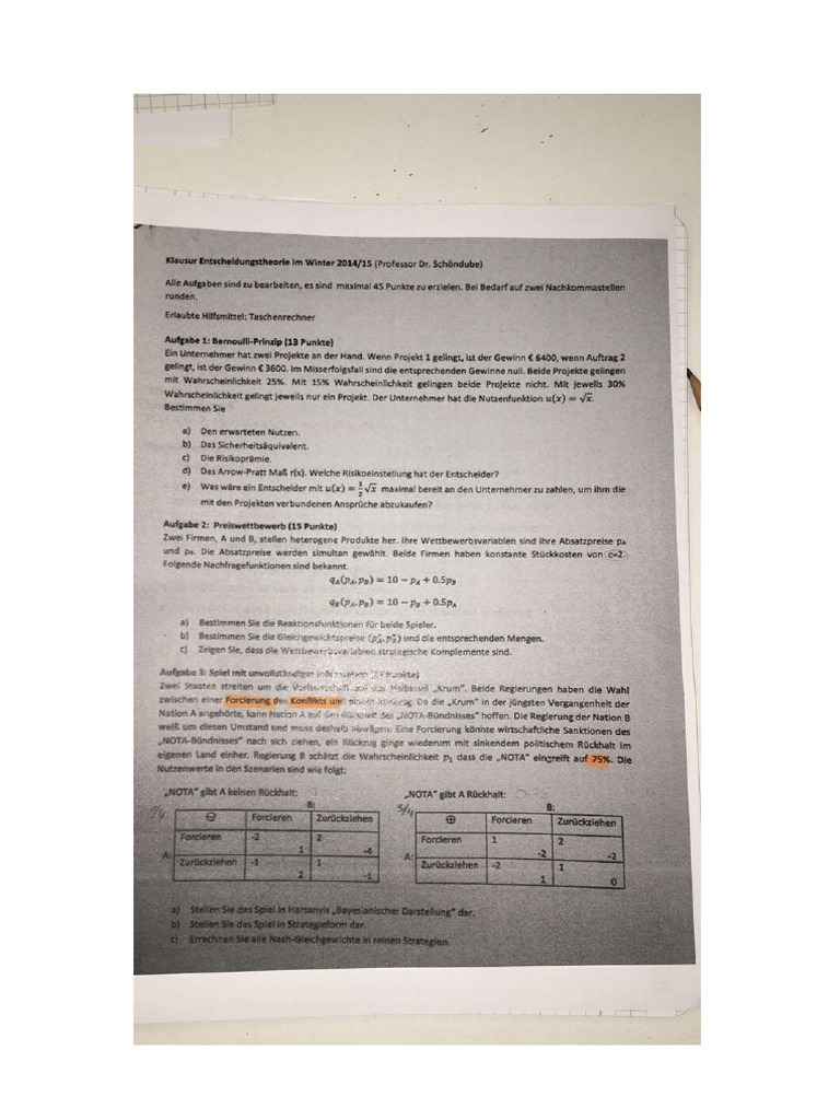 Klausur DT 14 - 15 - Erste KL | PDF