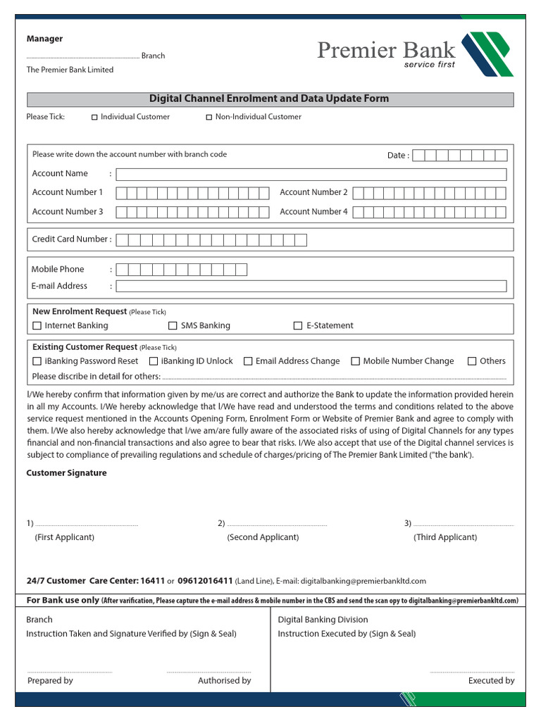 Digital Channel Enrollment Form | PDF | Online Banking | Banks & Banking