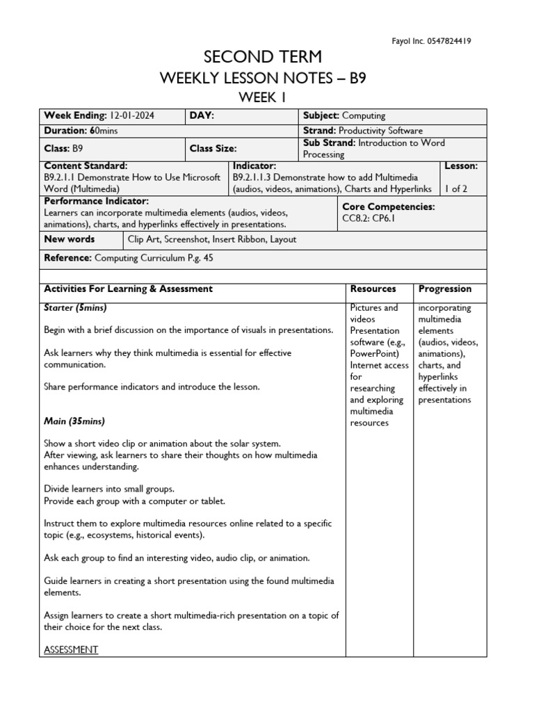 B9 Comp WK1 | PDF | Multimedia | Learning