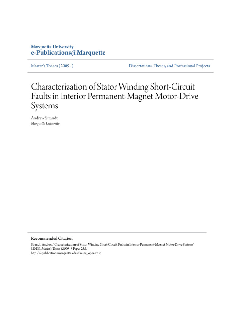 Characterization Of Stator Winding Short Circuit Faults In Interi Pdf