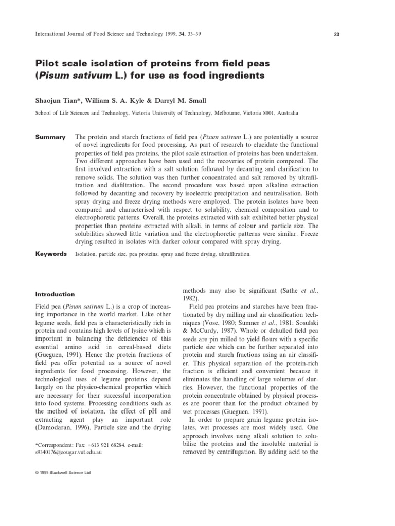 Pea Protein Isolation, How To Do It | PDF