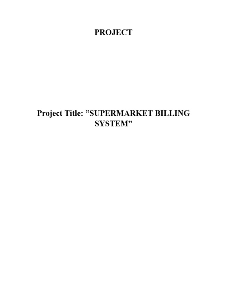 Super Market Billing System Pdf Class Computer Programming Programming