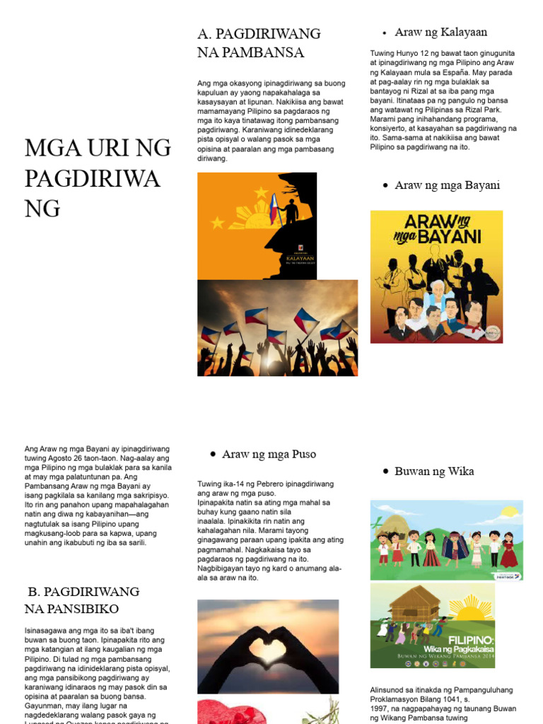 Mga Uri NG Pagdiriwang | PDF