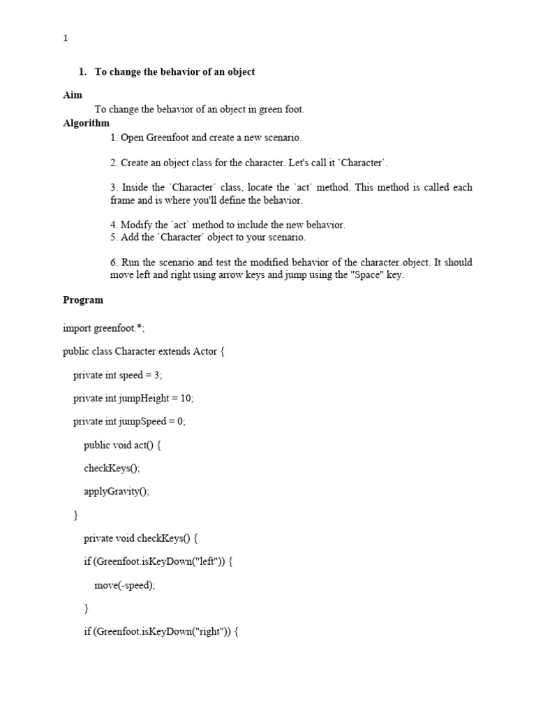 Greenfoot Object Behavior and Scenarios | PDF | Inheritance (Object ...