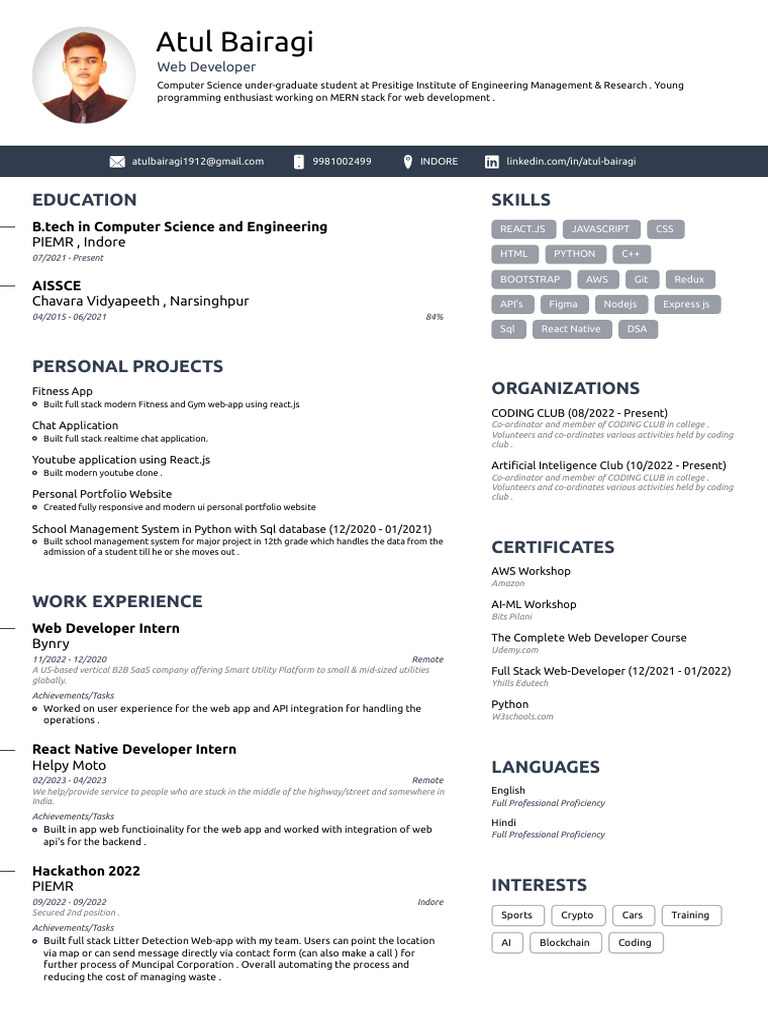 Atuls Resume | PDF | Web Application | World Wide Web