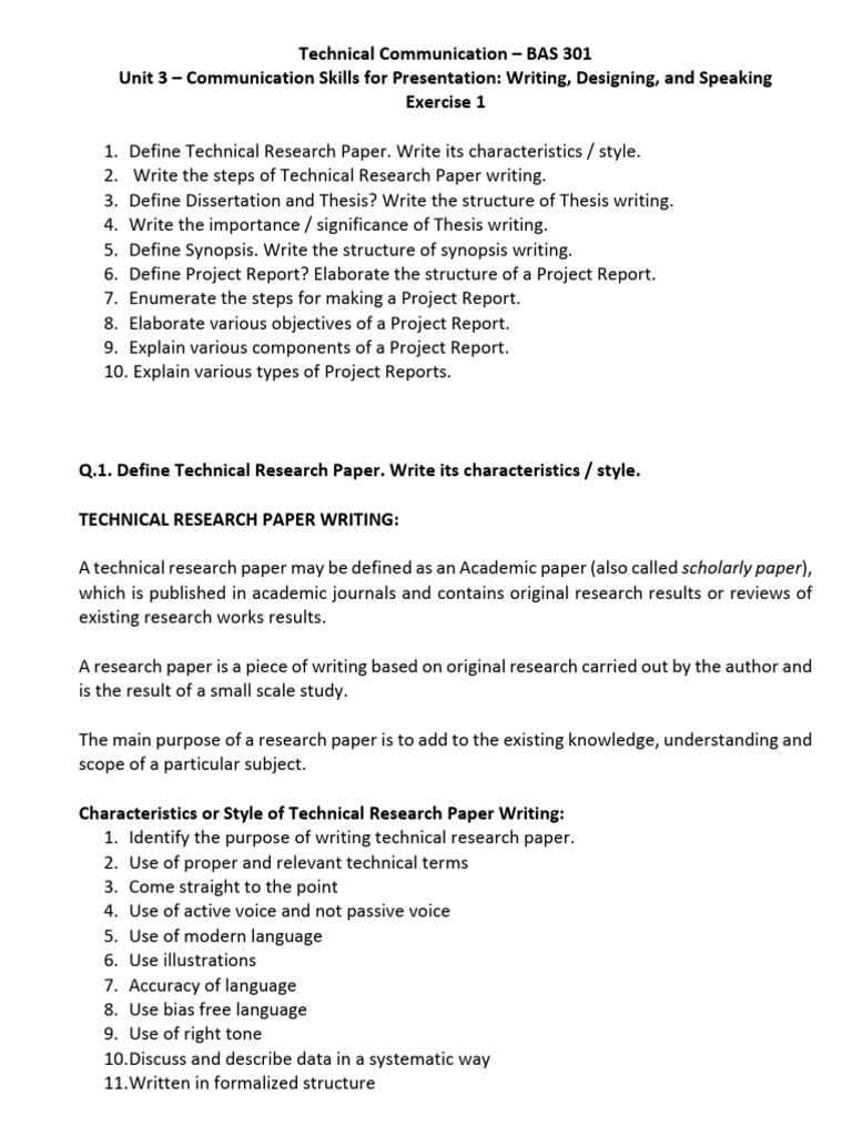 TC Unit 3 Exercise 1 | PDF | Thesis | Academic Publishing