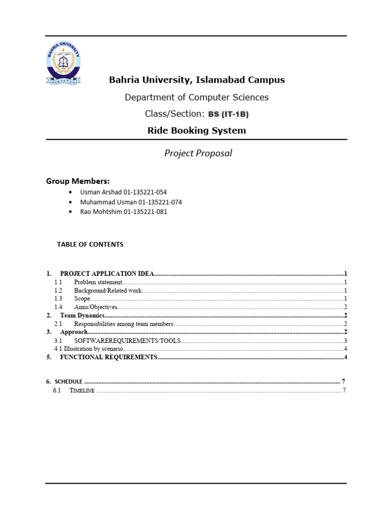 Ride Booking System Project Proposal | PDF | Public Transport | Car Rental