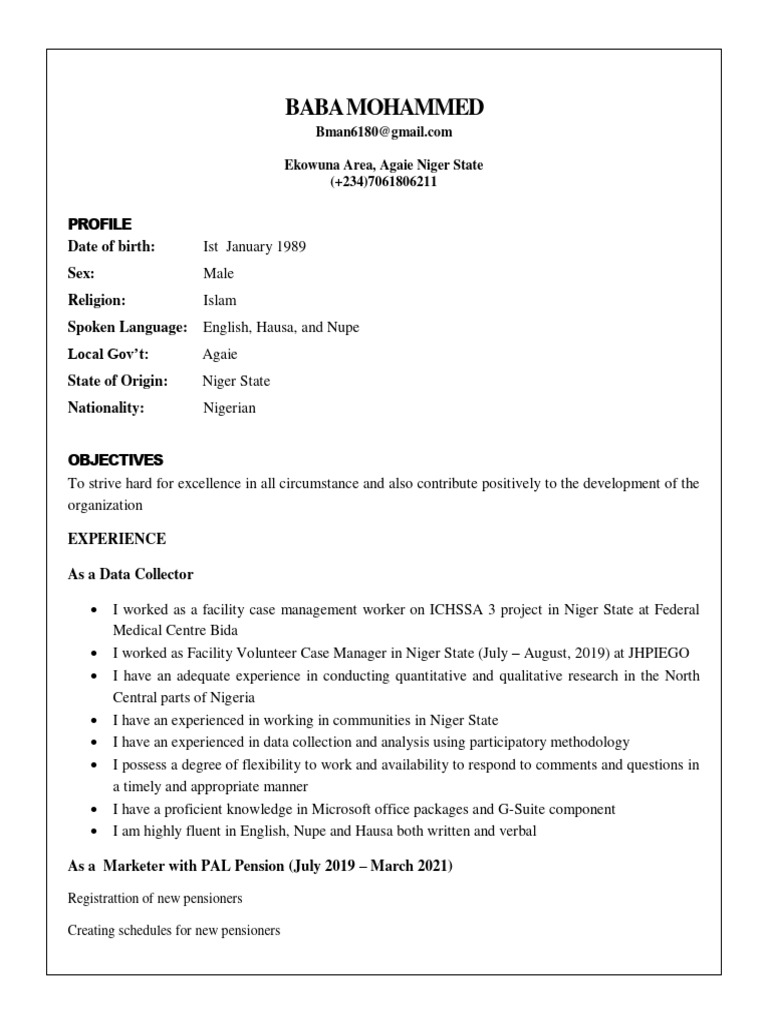 Baba Mohammed's Professional Resume | PDF