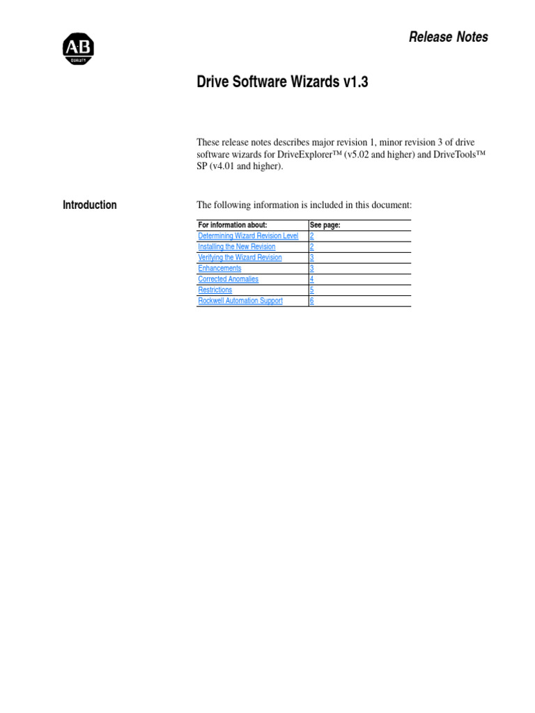 Drive Software Wizards v1.3: Release Notes | PDF | Technical Support ...