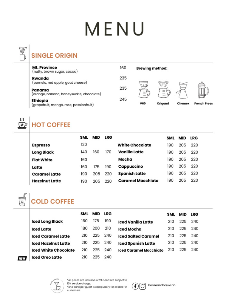 Booze & Brews Menu | Download Free PDF | Cocktails | Drink