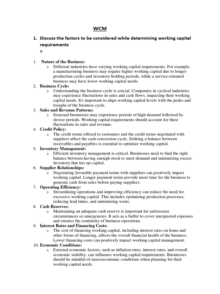 WCM Imp - 091313 | PDF | Factoring (Finance) | Lean Manufacturing