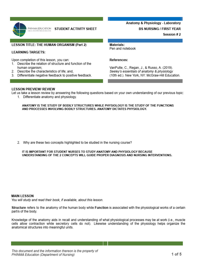 Anatomy and Physiology Lab 2 | PDF | Homeostasis | Thermoregulation
