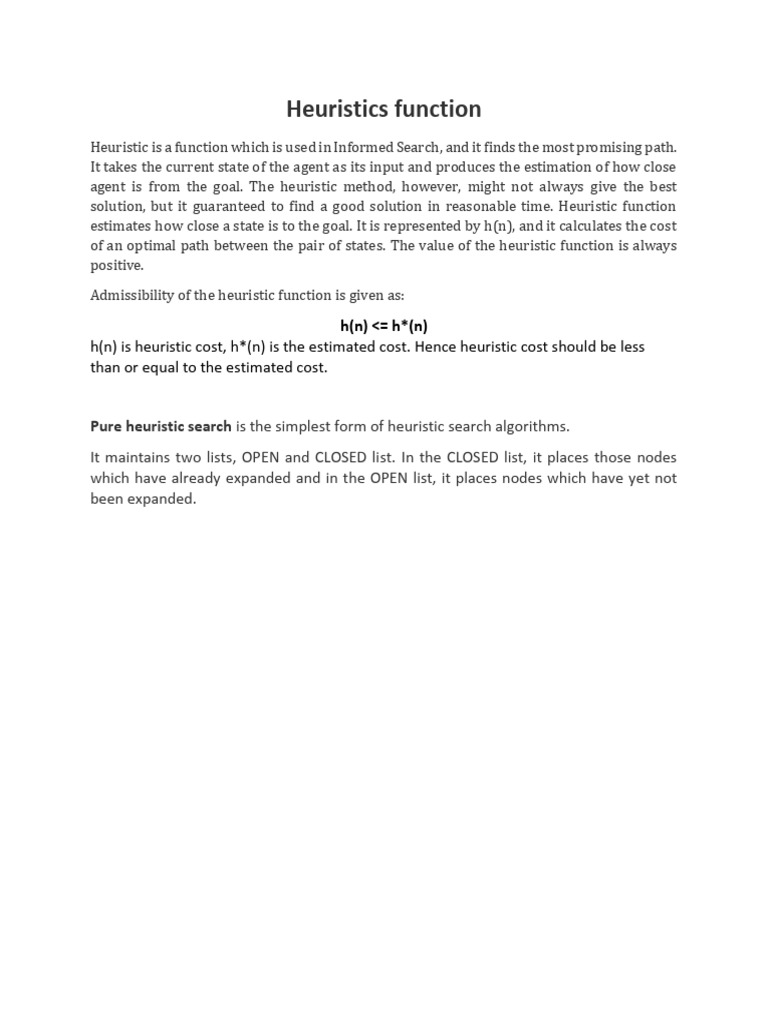 Heuristics Function Pdf