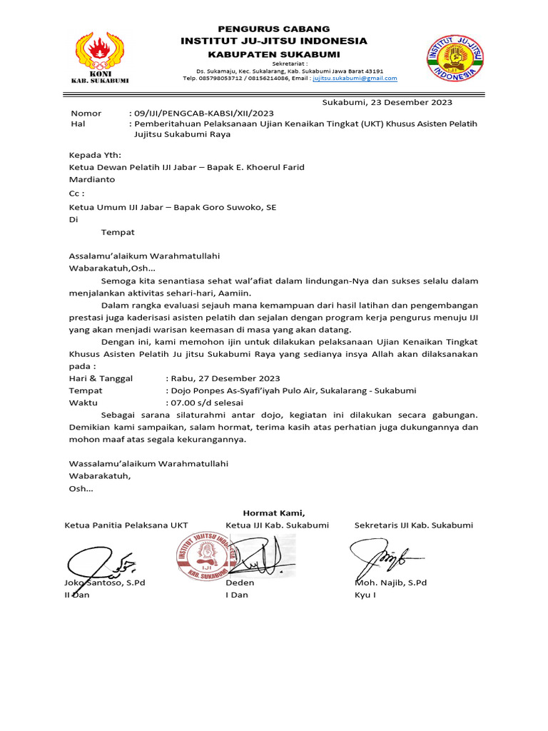 Surat Pemberitahuan UKT Aspel Khusus | PDF