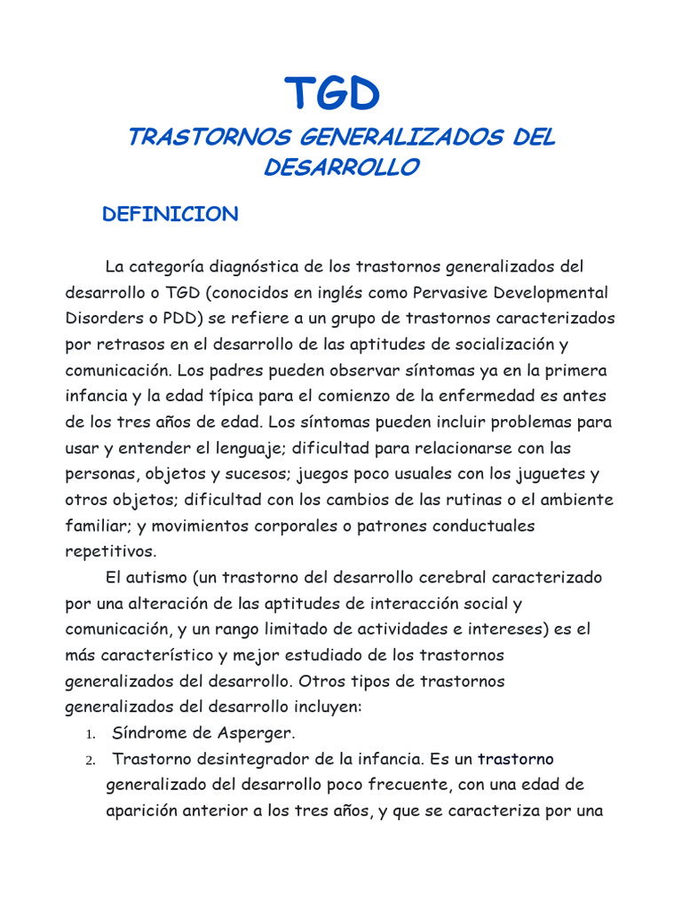 Trastornos Generalizados Del Desarrollo | Descargar gratis PDF | Enfermedades y trastornos ...