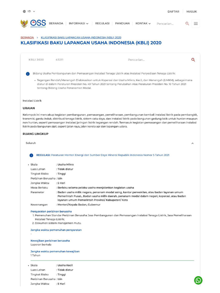 OSS - Sistem Perizinan Berusaha Terintegrasi Secara Elektronik-43211 | PDF