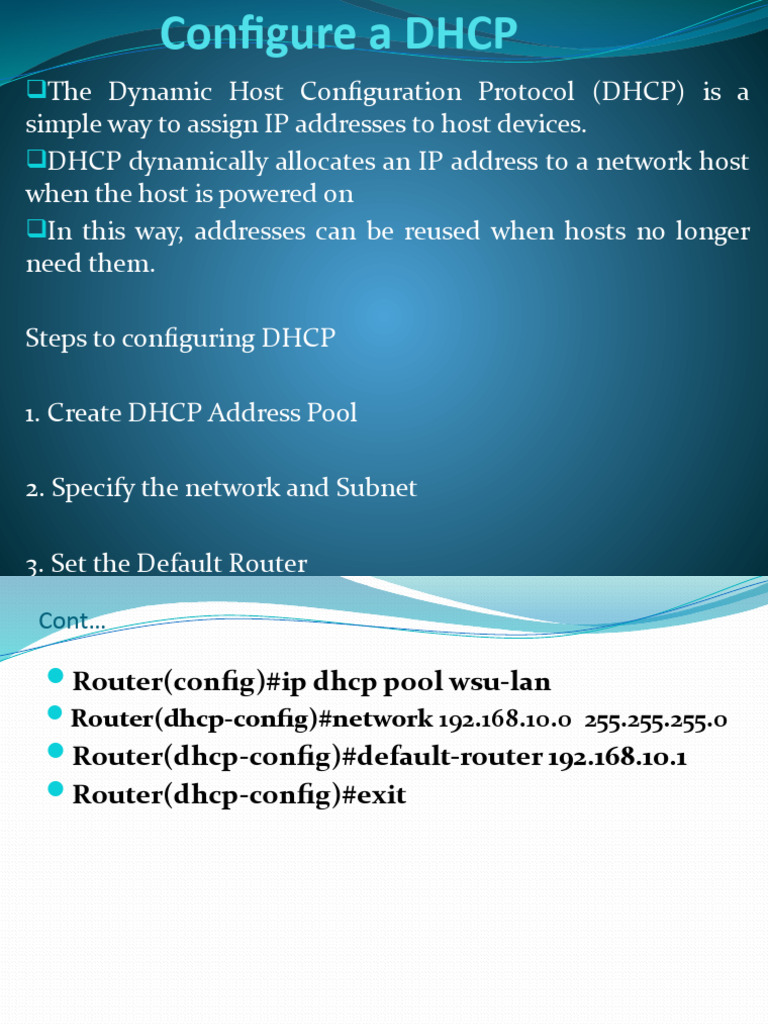 Configure A DHCP | PDF | Ip Address | Key (Cryptography)