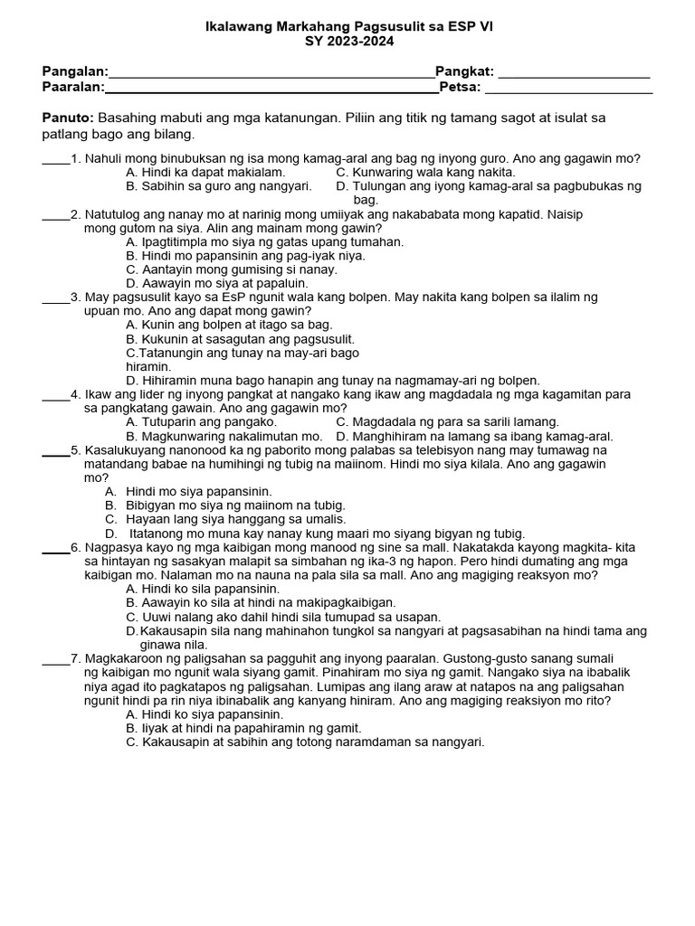 Grade-6 ESP Q2 | PDF