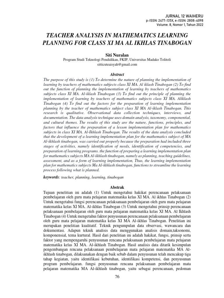 Teacher Analysis in Mathematics Learning 61fe5f7a | PDF | Mathematics ...