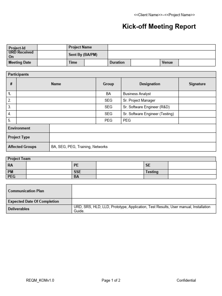 Kick-Off Meeting Report | PDF | Business | Computing