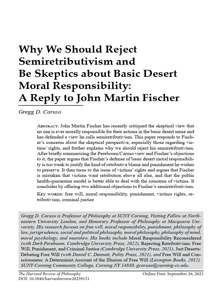 Why We Should Reject Semiretributivism and Be Skeptics About Basic ...