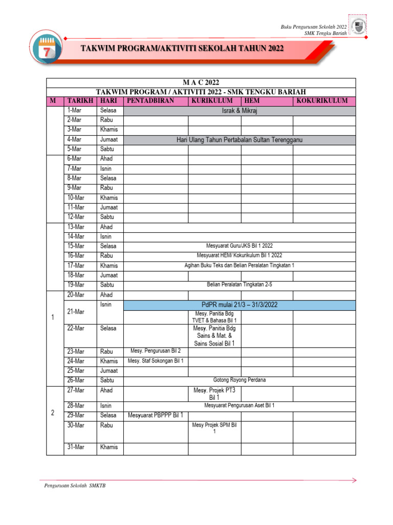 Takwim 2022 | PDF