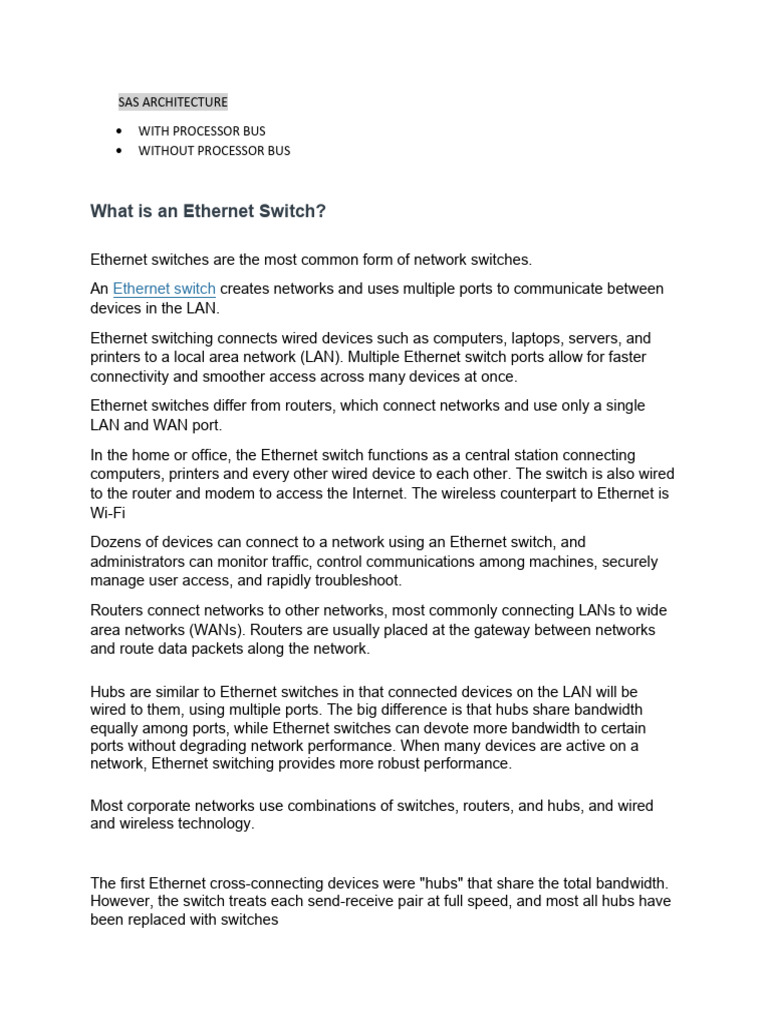 Understanding Ethernet Switches Explained | PDF | Network Switch ...
