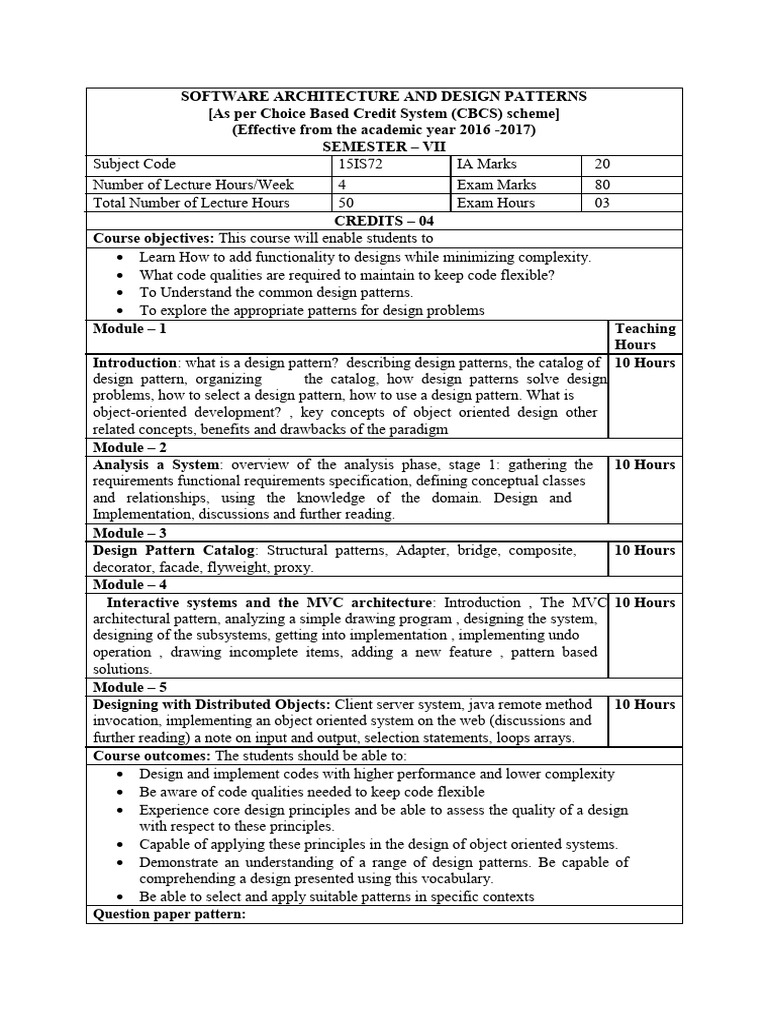 15IS72 | PDF | Software Design Pattern | Object Oriented Programming