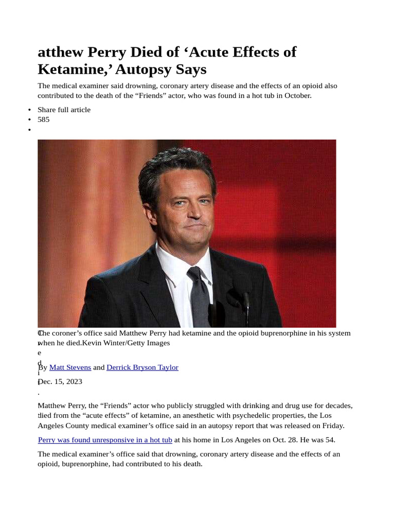 Matthew Perry | PDF | Drugs | Autopsy