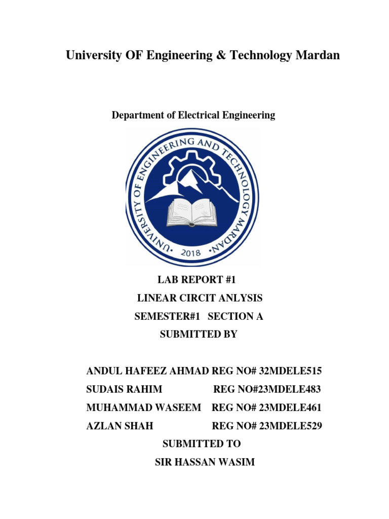 University of Engineering & Technology, Mardan SEMESTER 1 Lab Reports | Download Free PDF ...