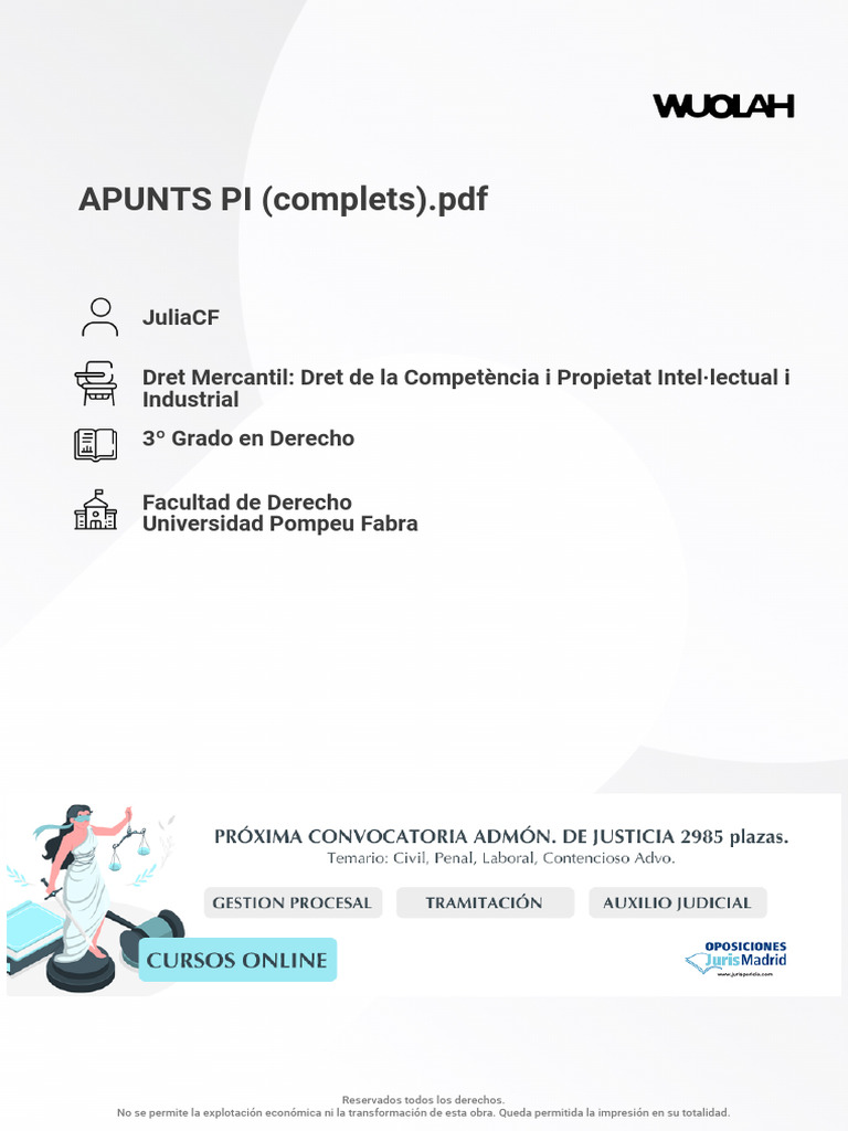 Wuolah Free APUNTS PI (Complets) | PDF | Patentar | Propiedad intelectual