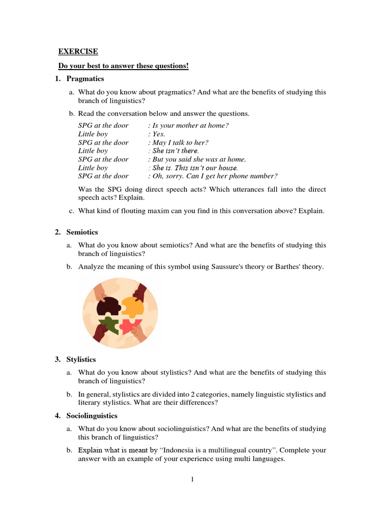 Exercise - Linguistics Before Upm | PDF | Linguistics | Semiotics