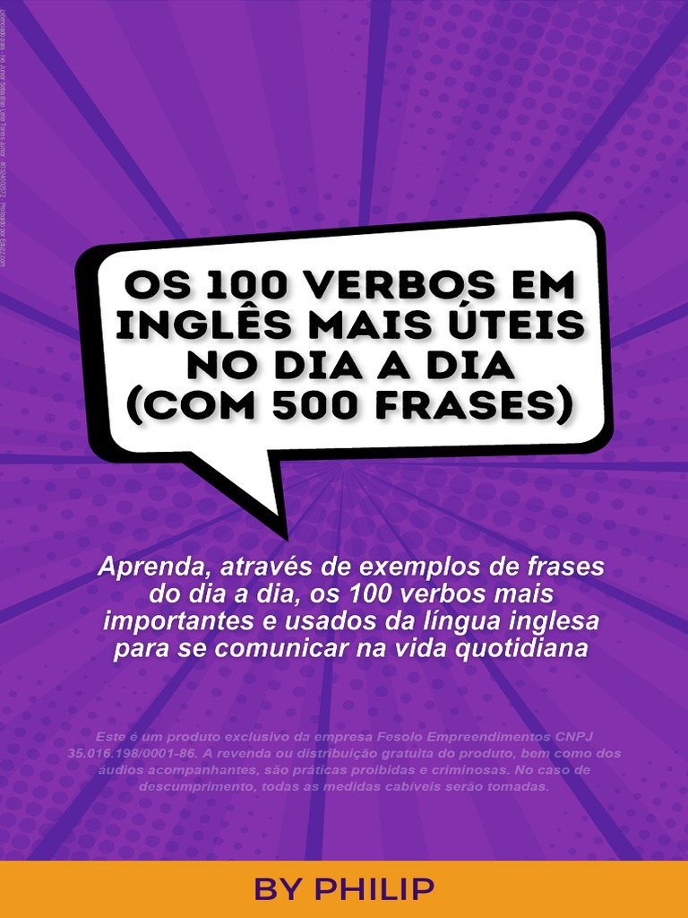 Livro Digital Os 100 Verbos Em Ingles Mais Uteis No Dia A Dia Com 500