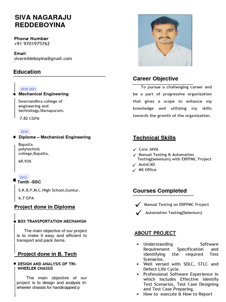 Siva Nagaraju Resume. | PDF | Engineering