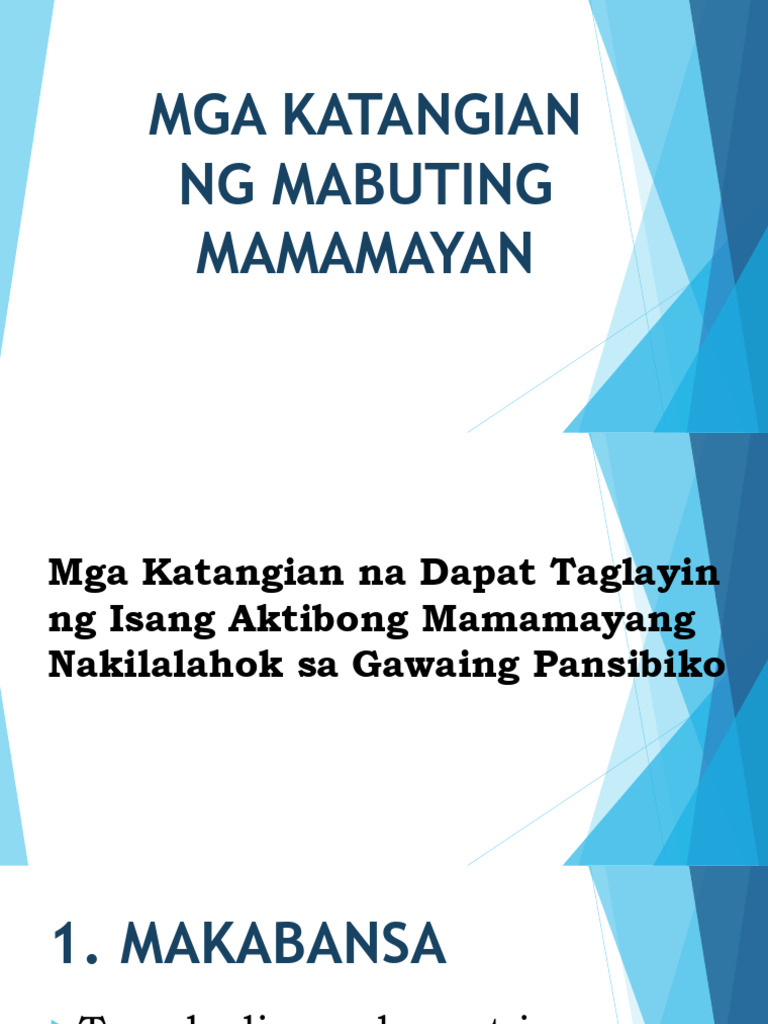 Katangian NG Mabuting Mamamayan Summary | PDF