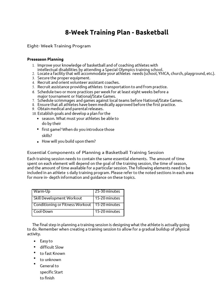 Basketball 8 Week Training Plans | PDF | Sports | Team Sports