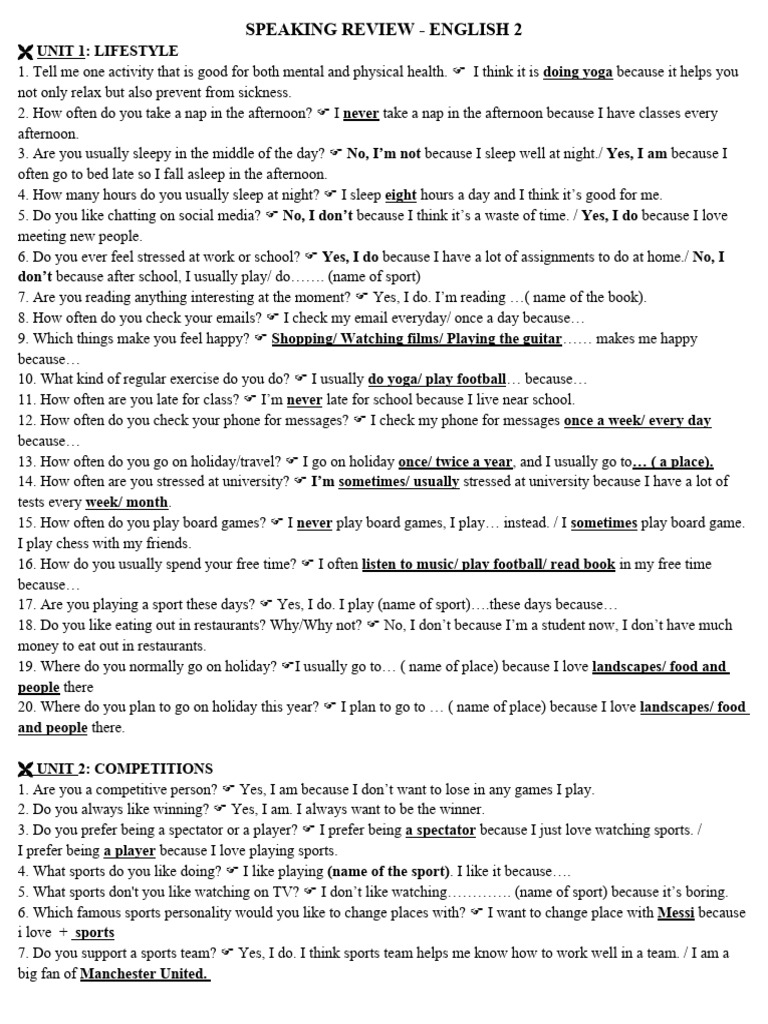 Av2 Speaking Review 331 | PDF