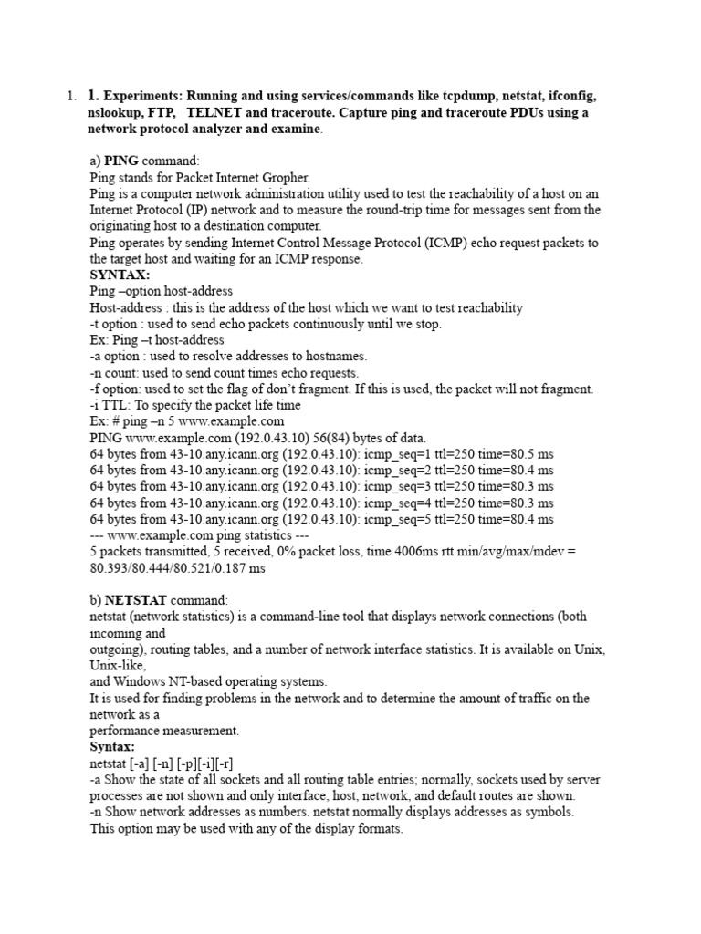 Networking Commands | PDF | File Transfer Protocol | Transmission Control Protocol