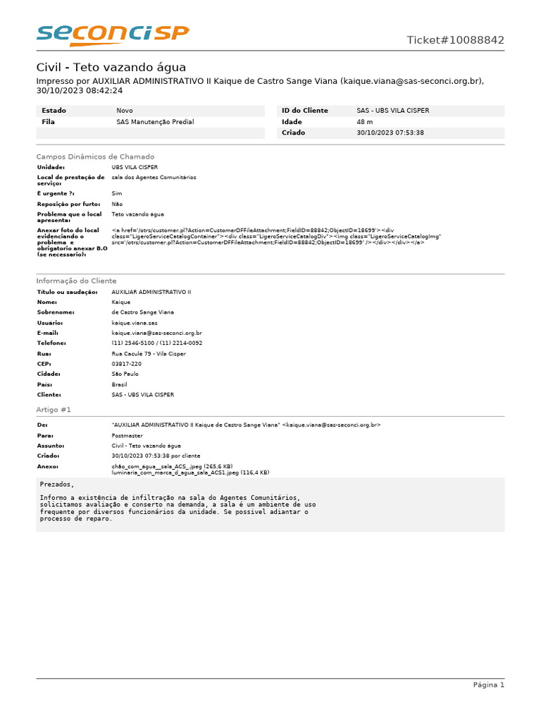 OTRS Teto Sala ACS | PDF | Informática