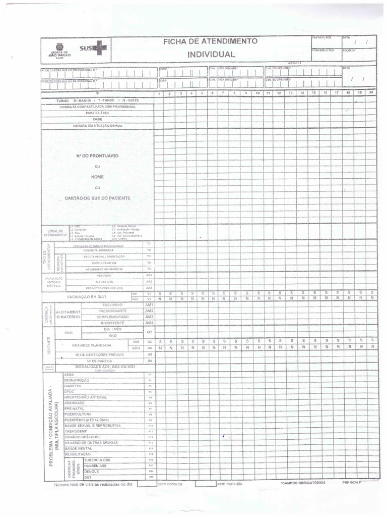 Ficha de Atendimento Individual - Recebida | PDF