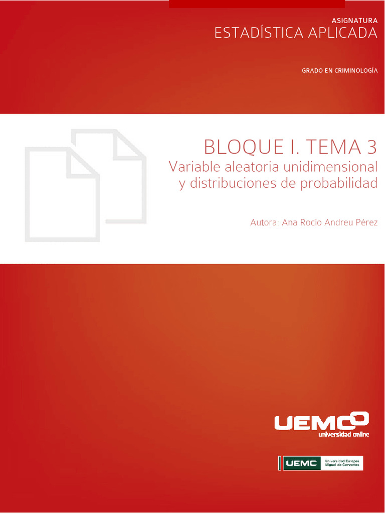 Bloque 1 Tema 5 | Descargar gratis PDF | Variable aleatoria | Distribución de probabilidad