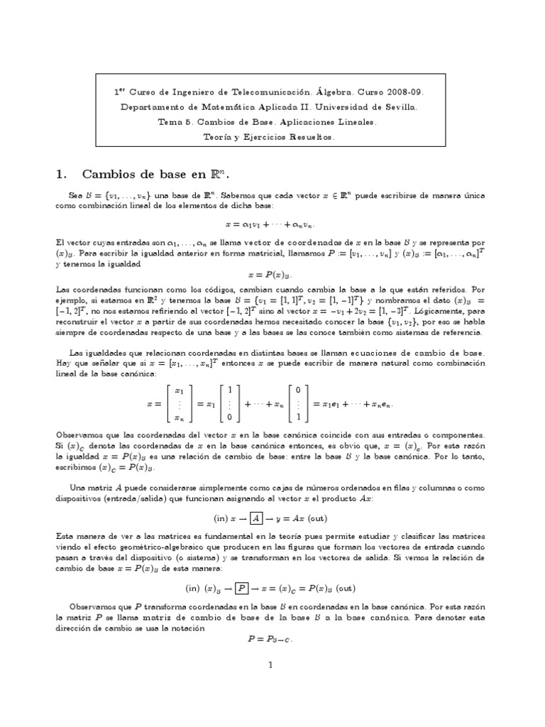 1968tema 5teora Y Problemas De Aplicaciones Lineales Pdf Base