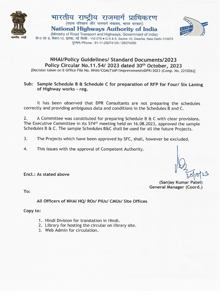 Policy Circular No - 1154 - 231030 - 210230 | PDF