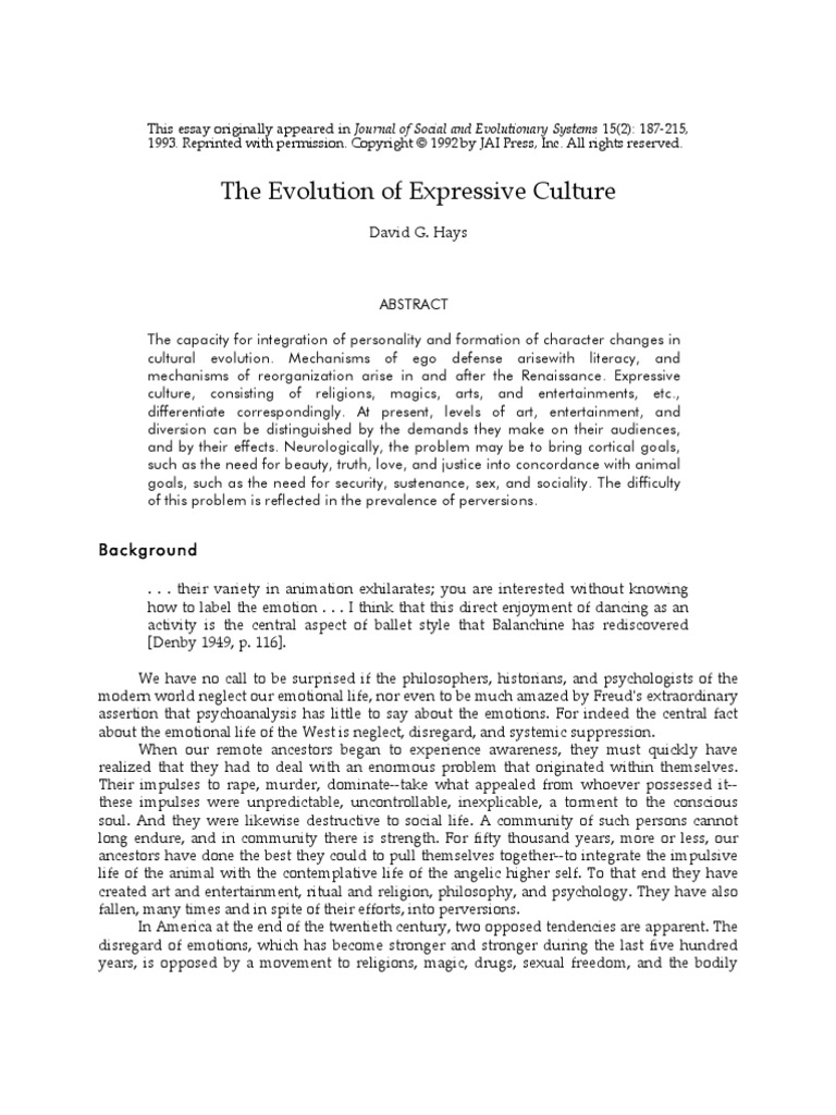 Evolution of Expressive Culture | PDF | Brain | Emotions