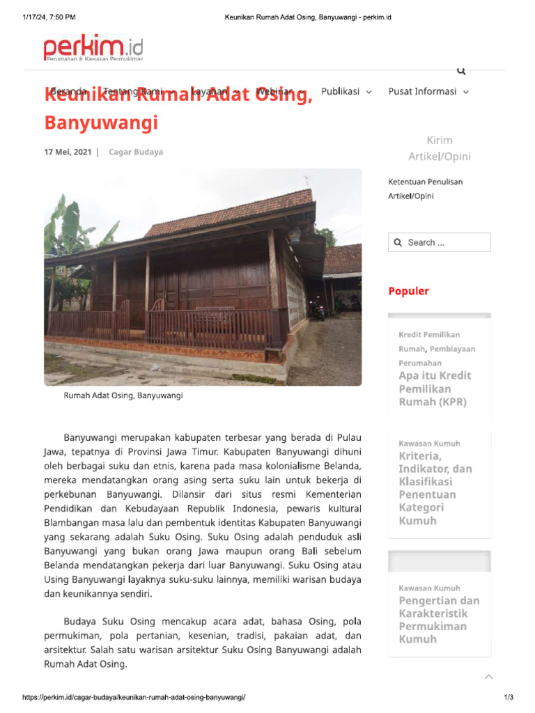 Rumah Adat Osing | PDF
