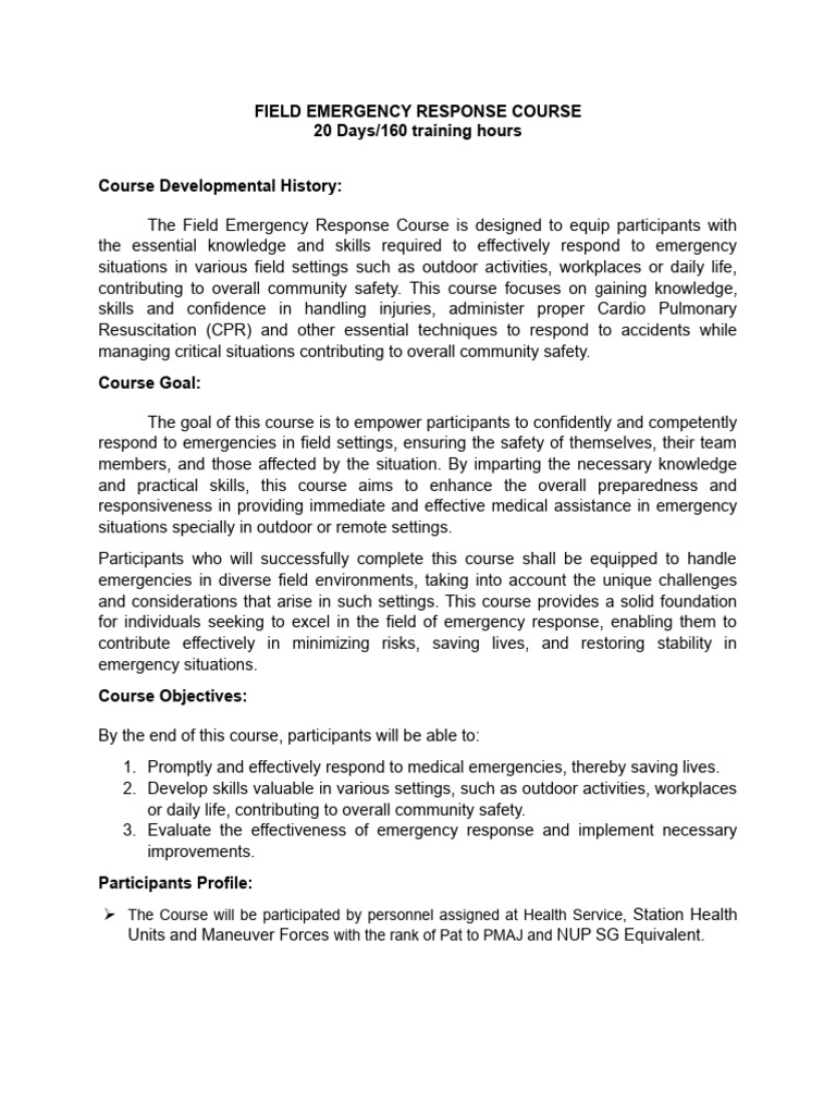 Course Overview FERC | PDF | Emergency | Cardiopulmonary Resuscitation